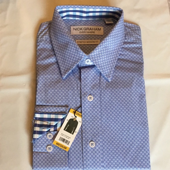 Nick Graham | Shirts | Nwt Nick Graham Checker Casual Dress Shirt M 6 ...